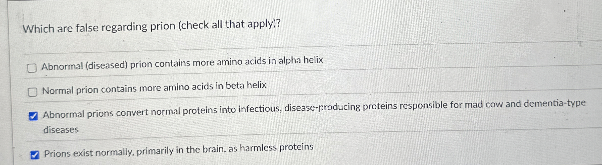 Solved Which are false regarding prion (check all that | Chegg.com