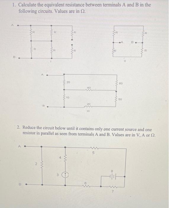 Solved 1. Calculate the equivalent resistance between | Chegg.com