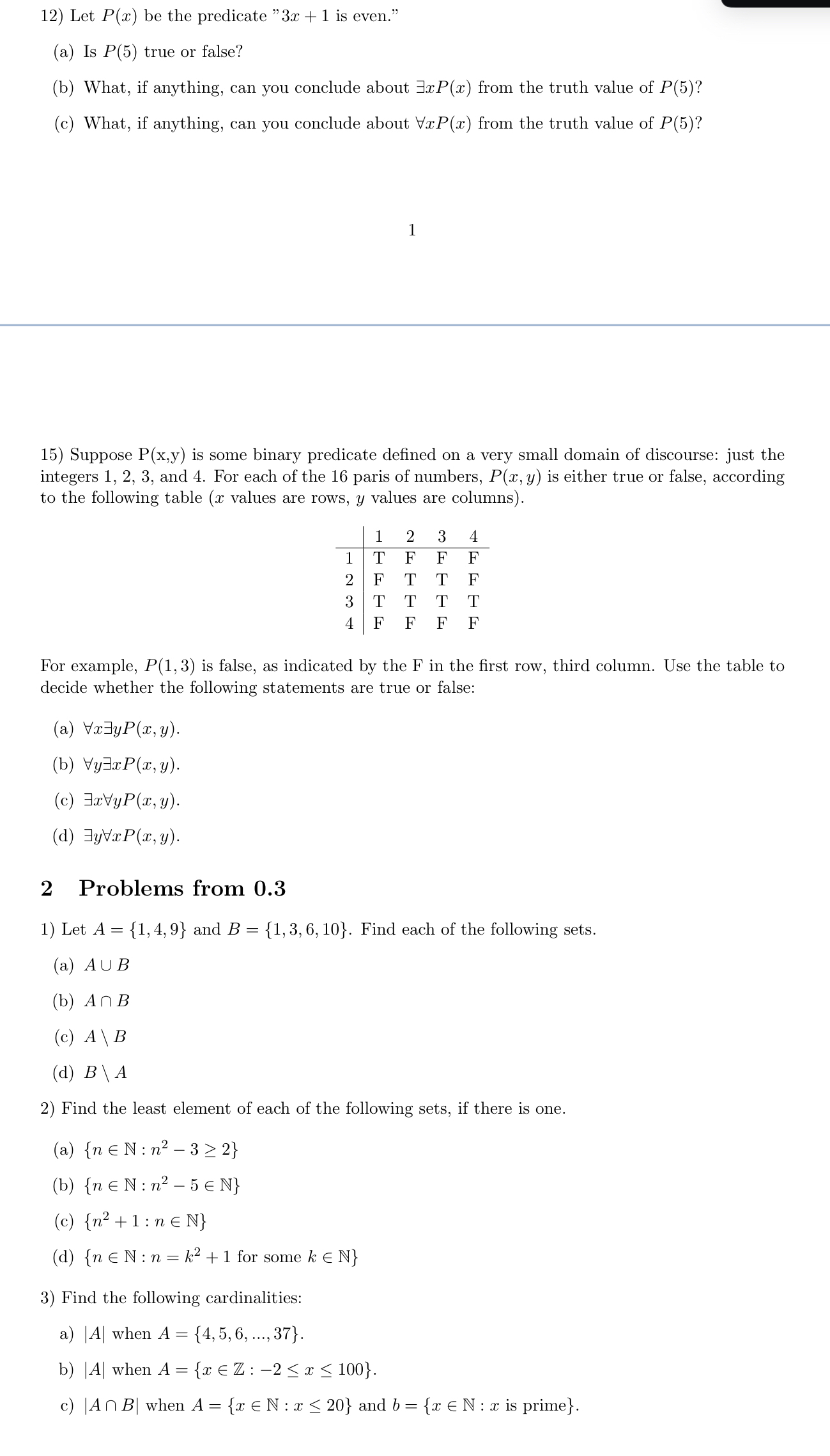 Let P(x) ﻿be the predicate " 3x+1 ﻿is even."(a) ﻿Is | Chegg.com