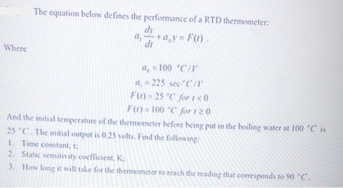 Solved The equation below defines the performance of a RTD | Chegg.com