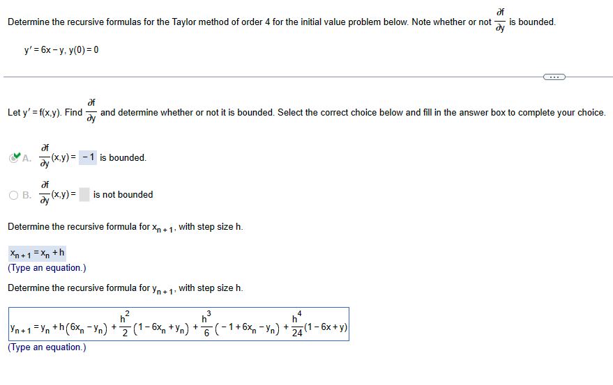Solved Determine the recursive formulas for the Taylor | Chegg.com