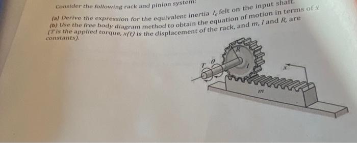 Solved (a) Derive the expression for the equivalent inertia | Chegg.com