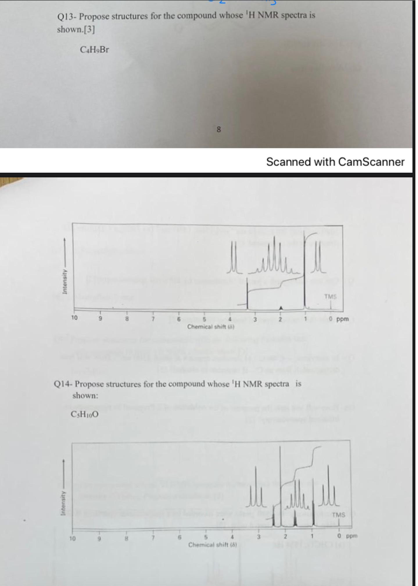 Solved Q13- ﻿Propose structures for the compound whose 'H | Chegg.com