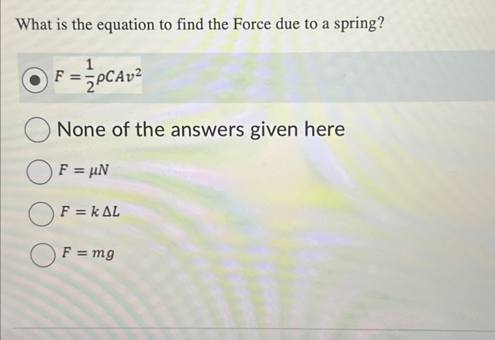Solved What is the equation to find the Force due to a | Chegg.com