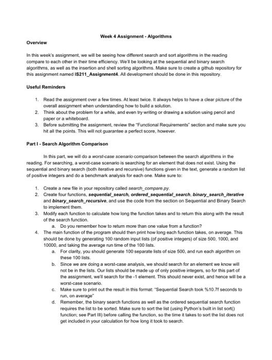 Solved Week 4 Assignment - Algorithms Overview in this | Chegg.com