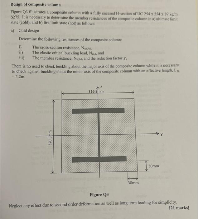Solved Design of composite column Figure Q3 illustrates a | Chegg.com