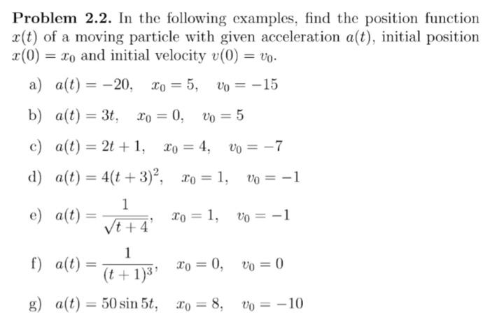 Solved Problem 2.2. In the following examples, find the | Chegg.com