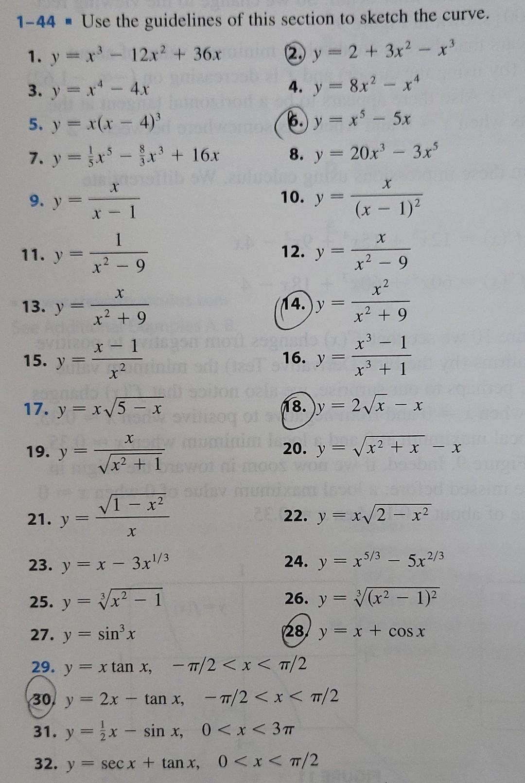 Solved 1-44 Use the guidelines of this section to sketch the | Chegg.com