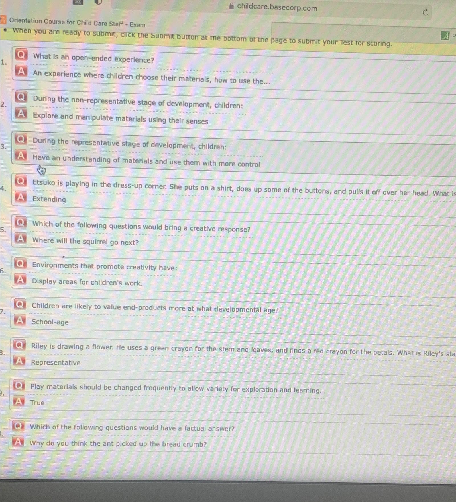 Solved childcare.basecorp.comOrientation Course for Child | Chegg.com