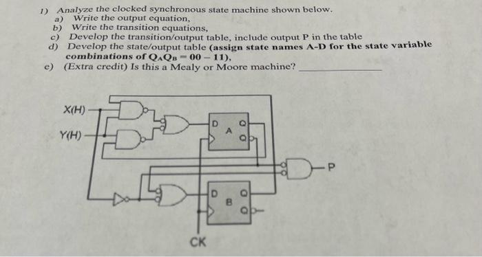 Solved 1) Analyze the clocked synchronous state machine | Chegg.com