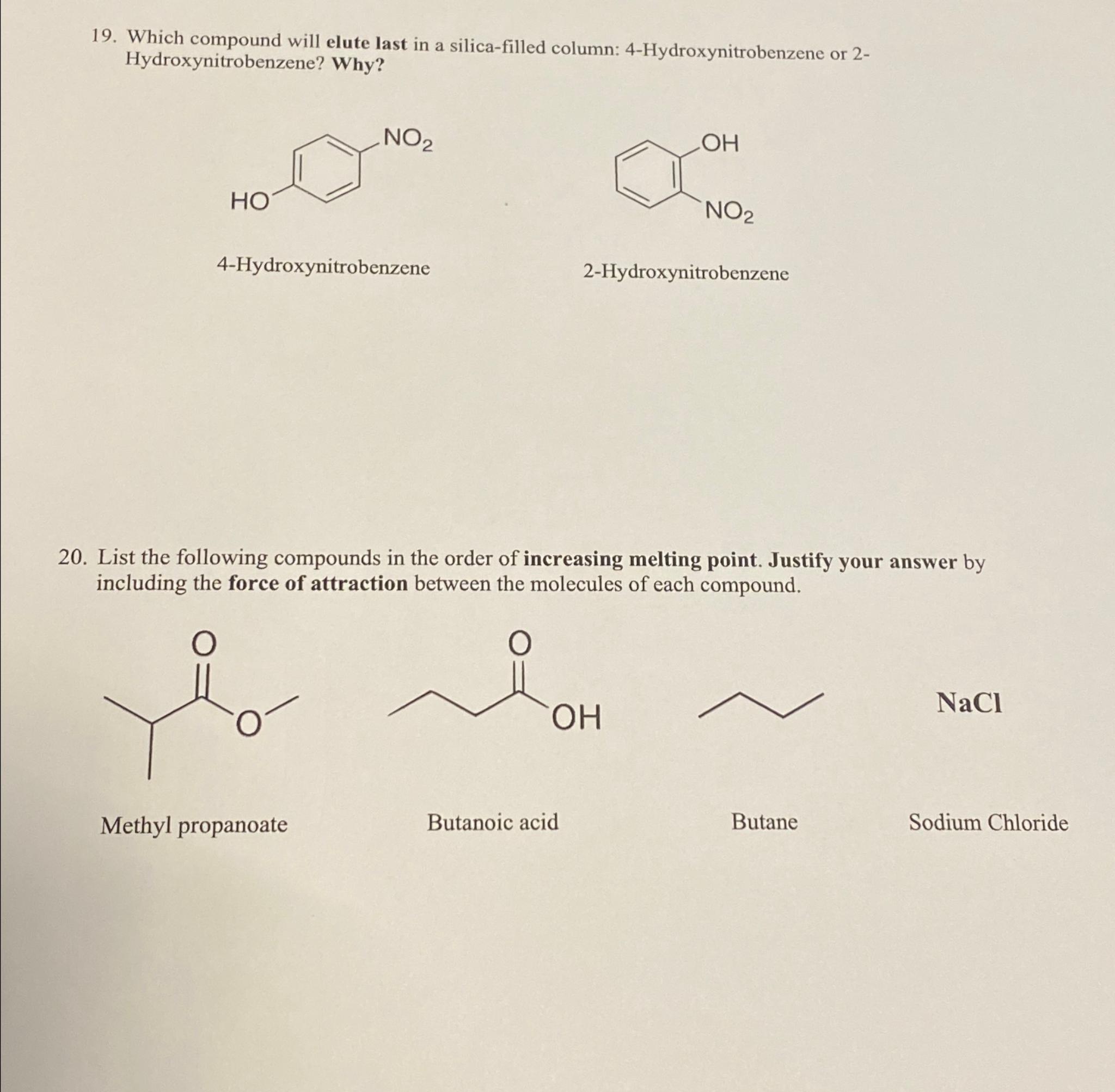 Solved Which compound will elute last in a silica-filled | Chegg.com