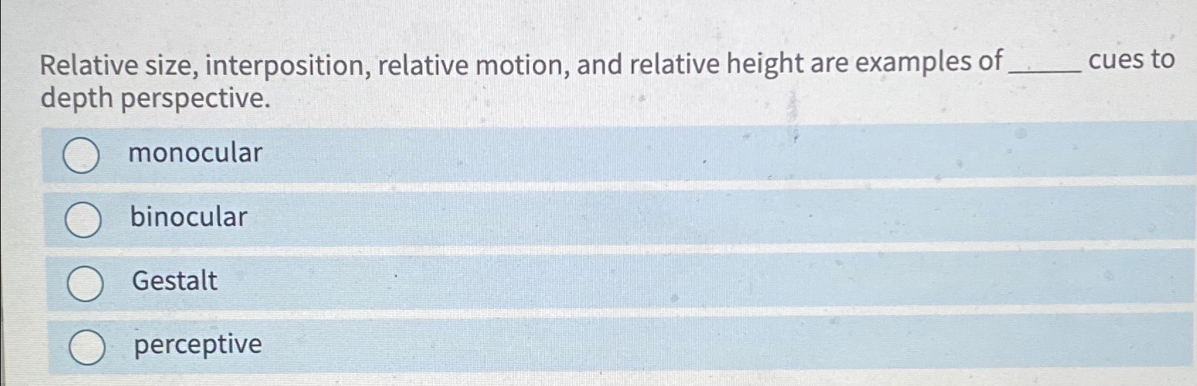 Solved Relative size, interposition, relative motion, and | Chegg.com
