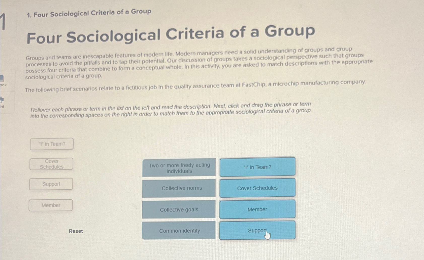 Solved Four Sociological Criteria of a GroupFour | Chegg.com