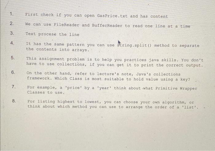 Solved 1. First check if you can open Gasprice.txt and has | Chegg.com