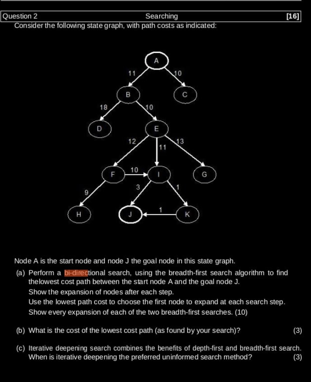 Solved Question 2Searching[16]Consider the following state | Chegg.com