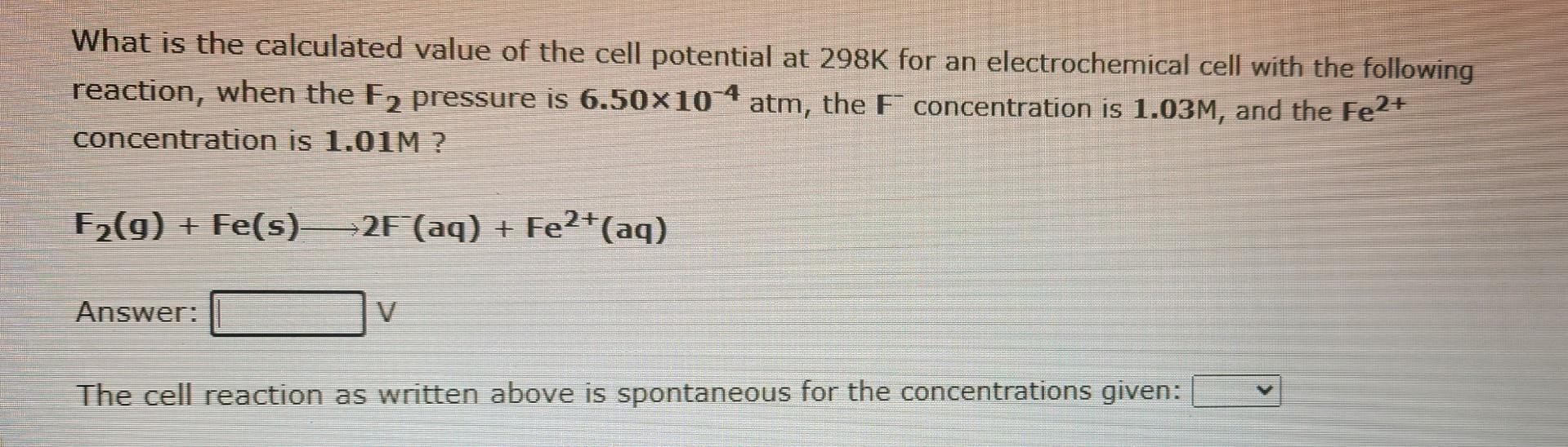 Solved What is the calculated value of the cell potential at | Chegg.com