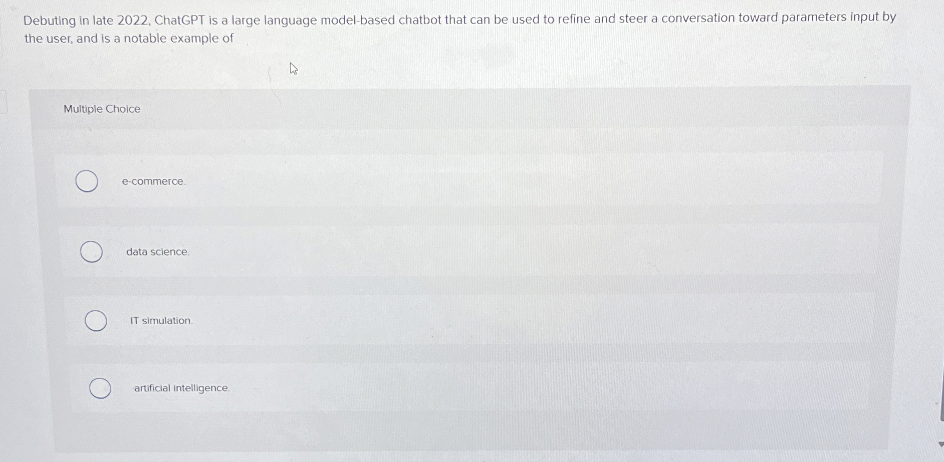 Solved Debuting in late 2022. ﻿ChatGPT is a large language | Chegg.com