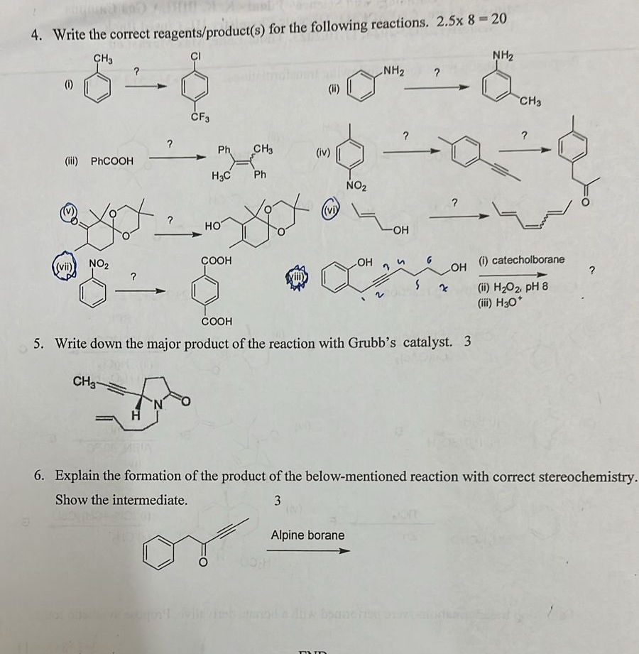Solved Write the correct reagents/product(s) ﻿for the | Chegg.com