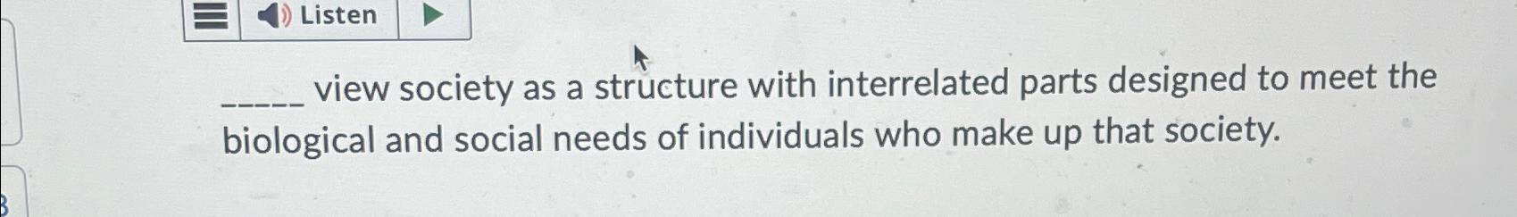 Solved Listenview society as a structure with interrelated | Chegg.com