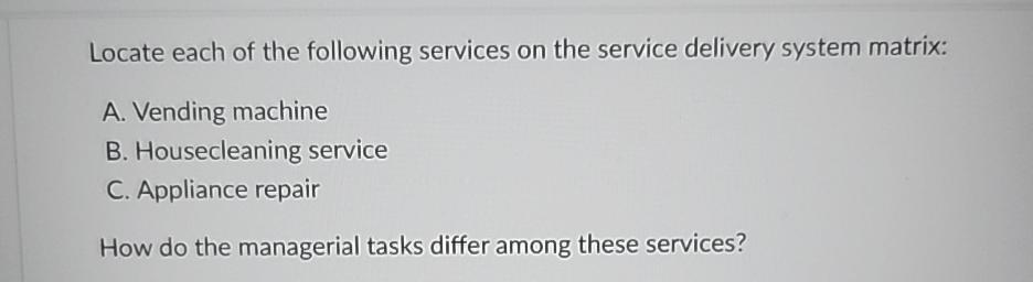 Solved Locate each of the following services on the service | Chegg.com