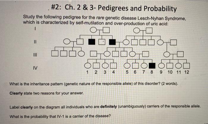Solved \#2: Ch. 2 \& 3-Pedigrees and Probability Study the | Chegg.com