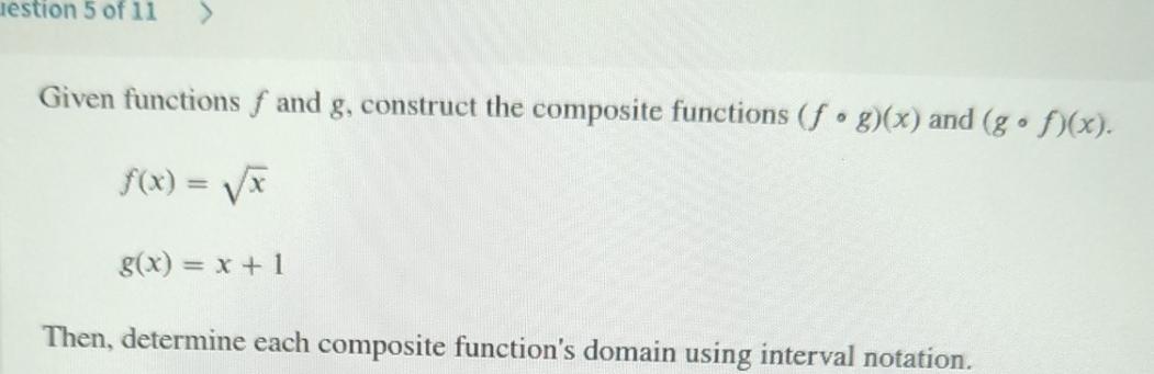 Solved Given functions f ﻿and g, ﻿construct the composite | Chegg.com