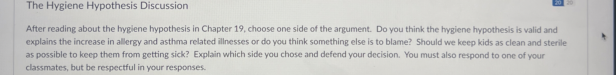 Solved The Hygiene Hypothesis DiscussionAfter reading about | Chegg.com