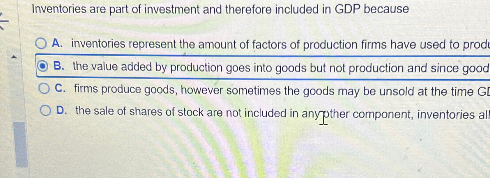 Solved Inventories are part of investment and therefore | Chegg.com