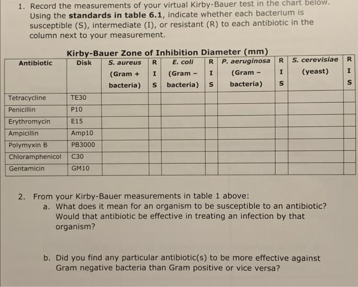 Solved 1. Record the measurements of your virtual | Chegg.com