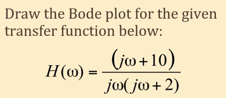 Solved Draw the Bode plot for the given transfer function | Chegg.com