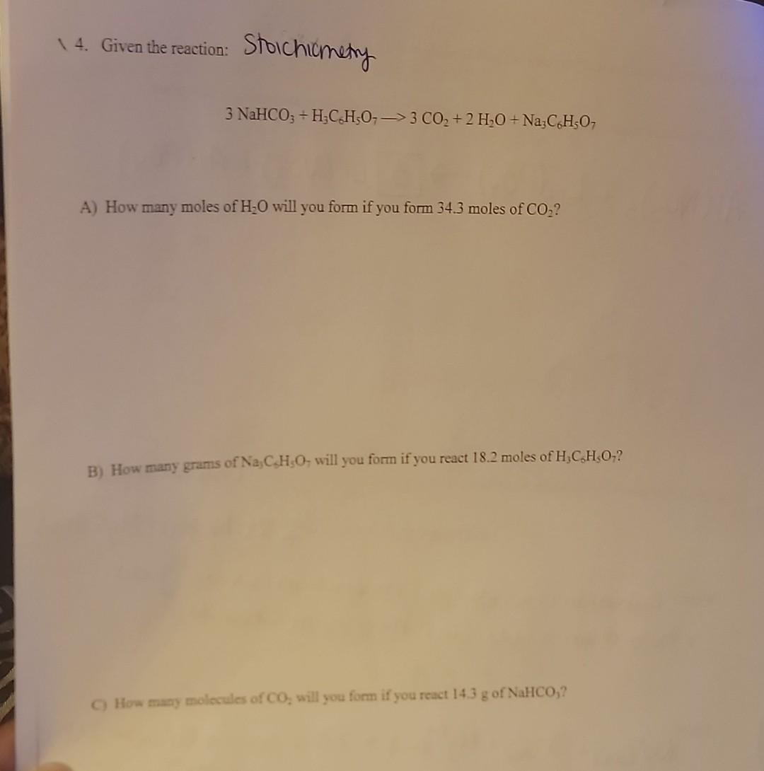 Solved 14. Given the reaction: Stoichicmery | Chegg.com
