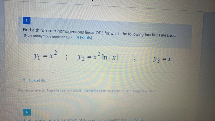 Solved 5 Find a third-order homogeneous linear ODE for which | Chegg.com