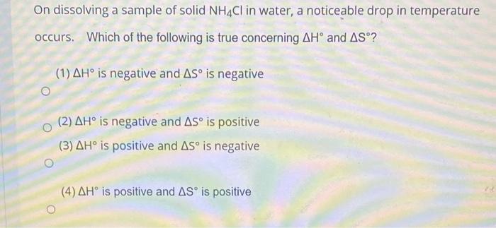Solved On dissolving a sample of solid NH4Cl in water, a | Chegg.com
