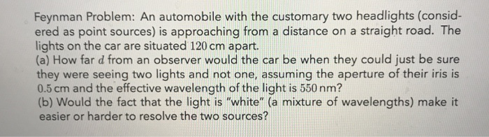 Solved Feynman Problem: An automobile with the customary two | Chegg.com