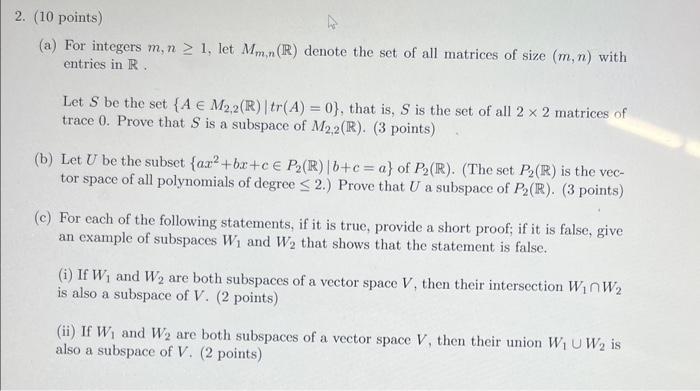 Solved (a) For integers m,n≥1, let Mm,n(R) denote the set of | Chegg.com