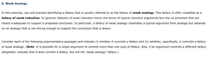 Solved 6. Weak Analogy In this exercise, you will practice | Chegg.com