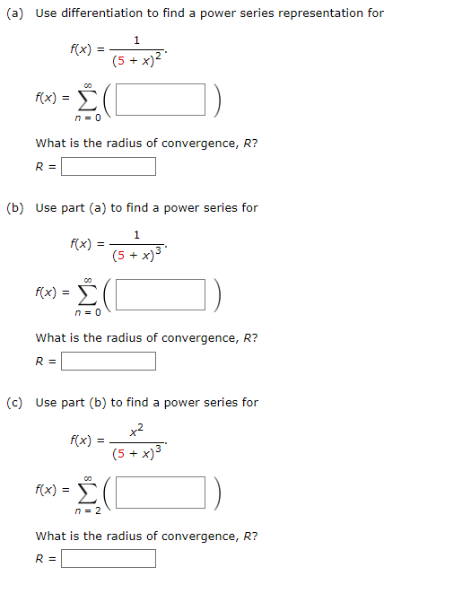 Solved (a) ﻿Use differentiation to find a power series | Chegg.com