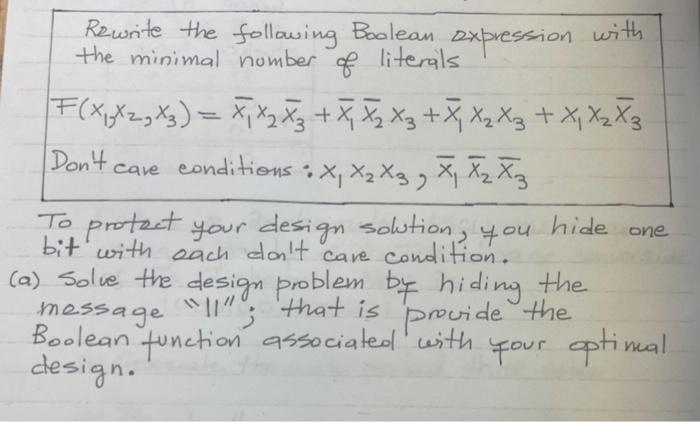 Solved Rewrite the following Boolean expression with the | Chegg.com