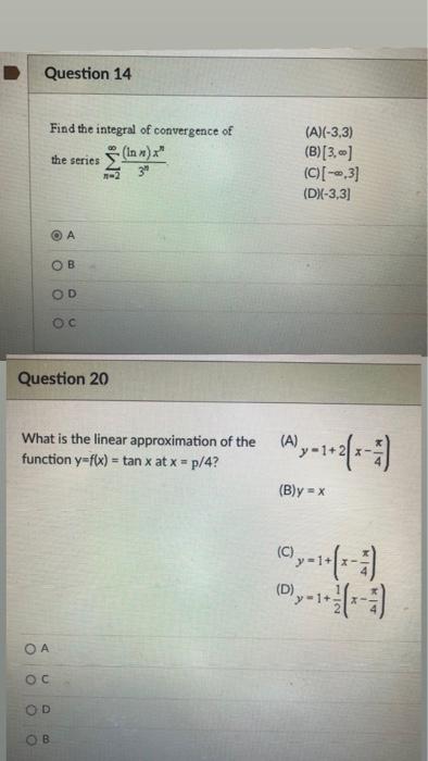 Solved Find the integral of convergence of (A) (−3,3) the | Chegg.com