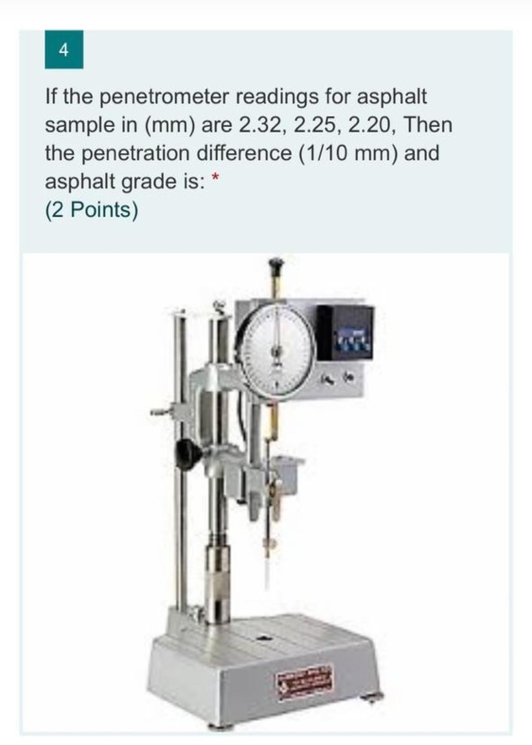 Solved 4 If the penetrometer readings for asphalt sample in | Chegg.com