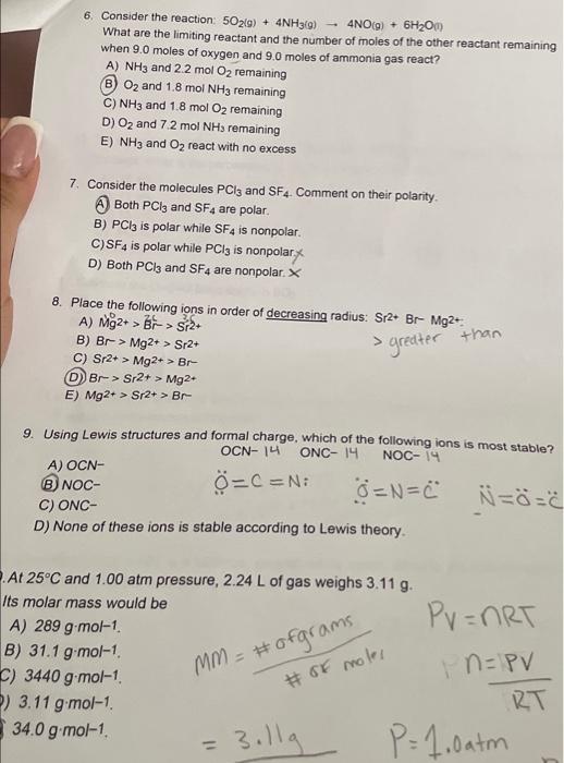Solved 6. Consider the reaction: | Chegg.com