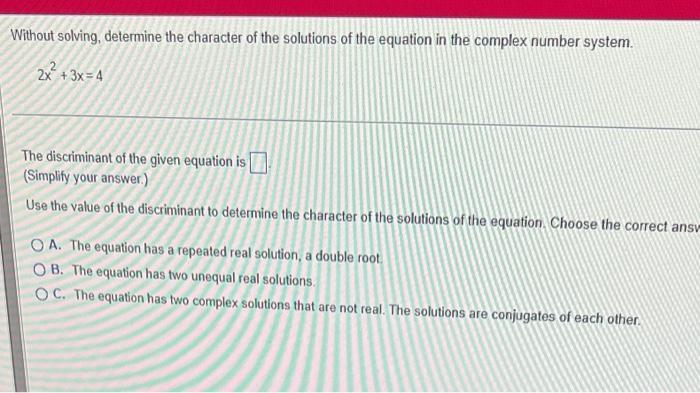 Solved Without solving, determine the character of the | Chegg.com