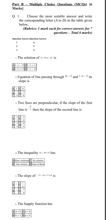 Solved Part B - Multiple Choice Questions (MCQ) 16 Marks Q. | Chegg.com