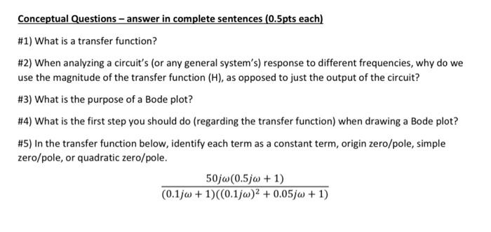 Solved Conceptual Questions - answer in complete sentences ( | Chegg.com