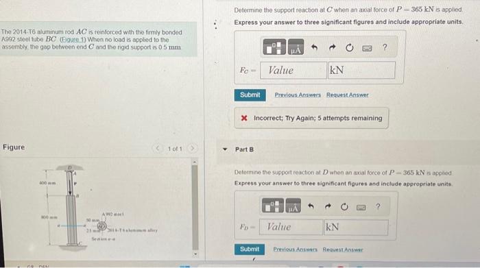 Solved Determine the support reaction at C when an axal | Chegg.com