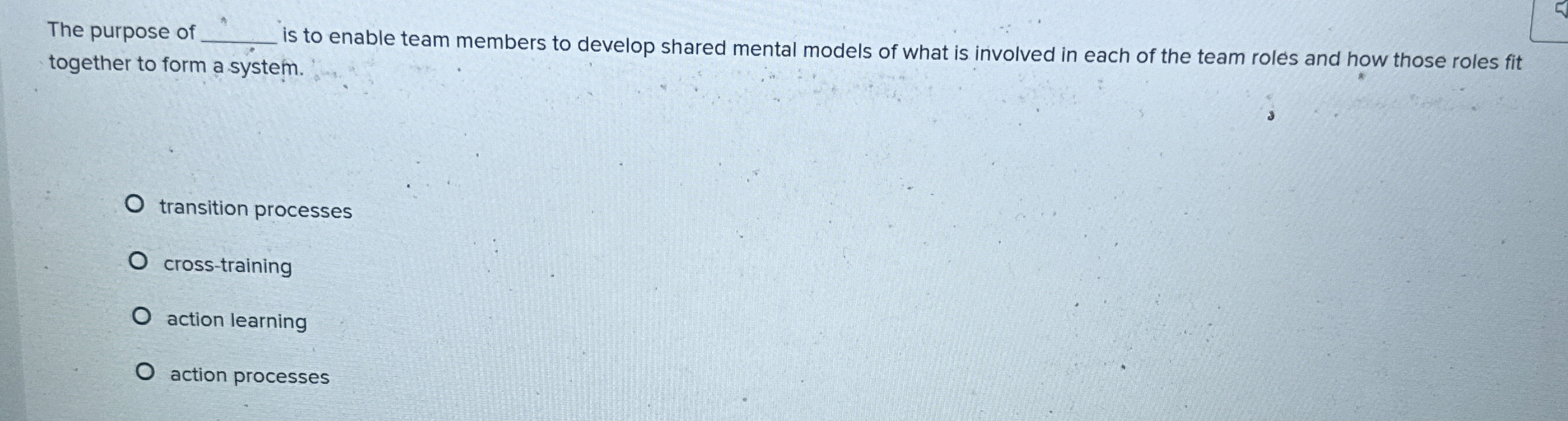 Solved The purpose of ﻿is to enable team members to | Chegg.com