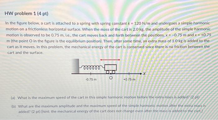 Solved In the figure below, a cart is attached to a spring | Chegg.com