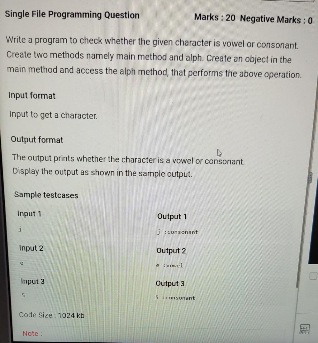 Solved Single File Programming Question Marks : 20 Negative | Chegg.com