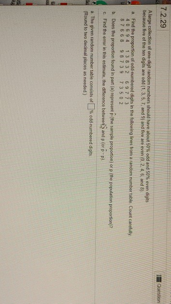 Solved 7 2 29 Question Alarge Collection Of One Digit Random