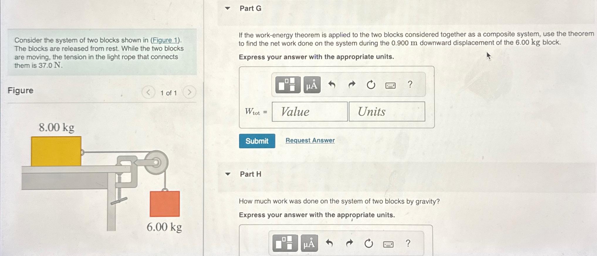 Solved Part GConsider the system of two blocks shown in | Chegg.com